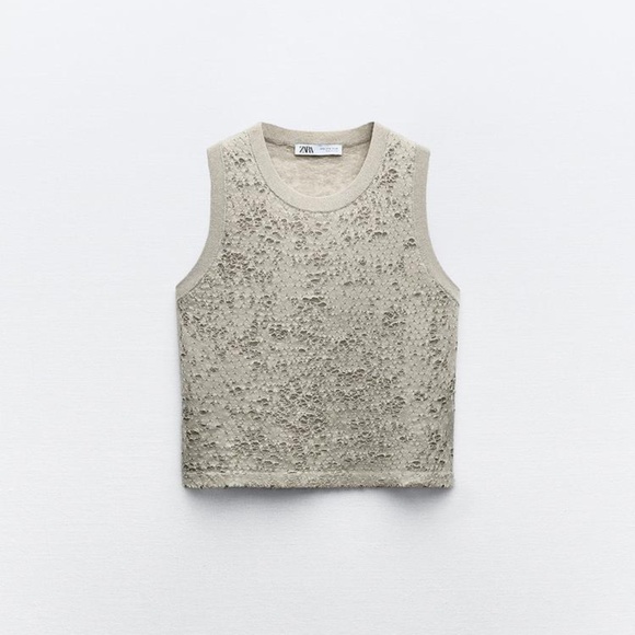 Zara | Tops | Zara Jacquard Knit Metallic Thread Top | Poshmark